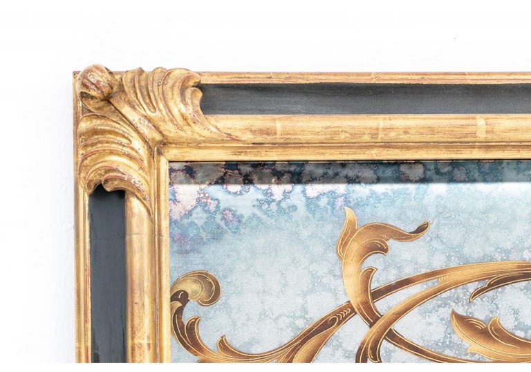 Fine Pair of Chinoiserie Decorated Mottled Mirrors For Sale at 1stDibs