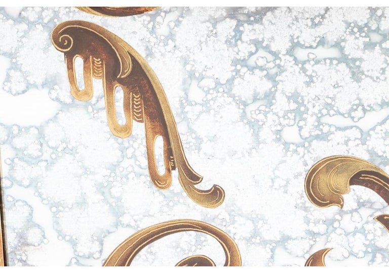 Fine Pair of Chinoiserie Decorated Mottled Mirrors For Sale at 1stDibs