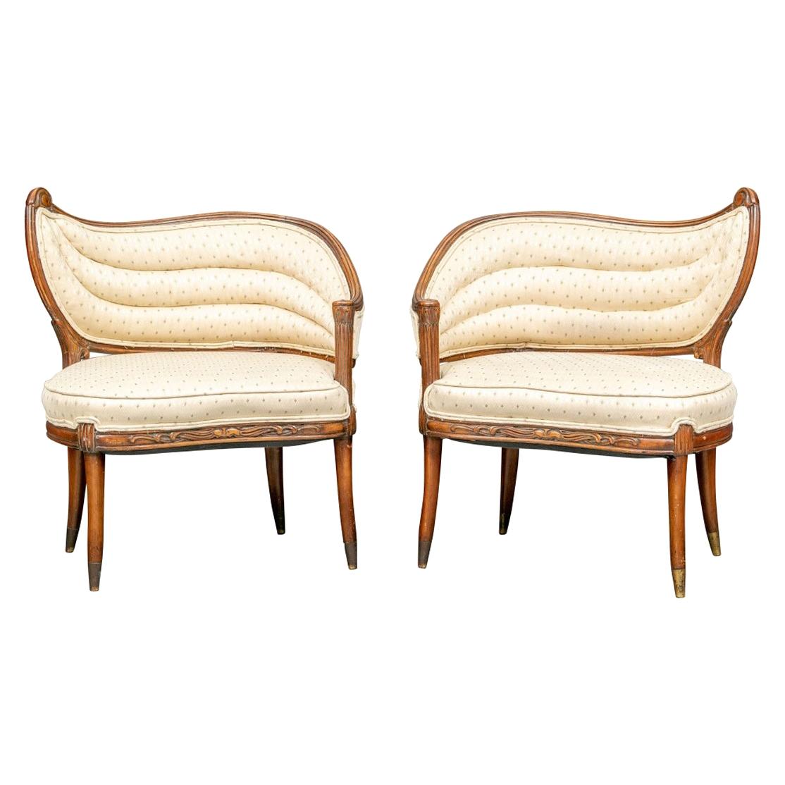 Pair of Fine Worn Leather Cabaret Chairs at 1stDibs
