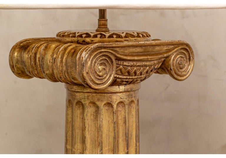 Fine Pair of Gilt Column Floor Lamps from Desin Fournir For Sale at 1stDibs