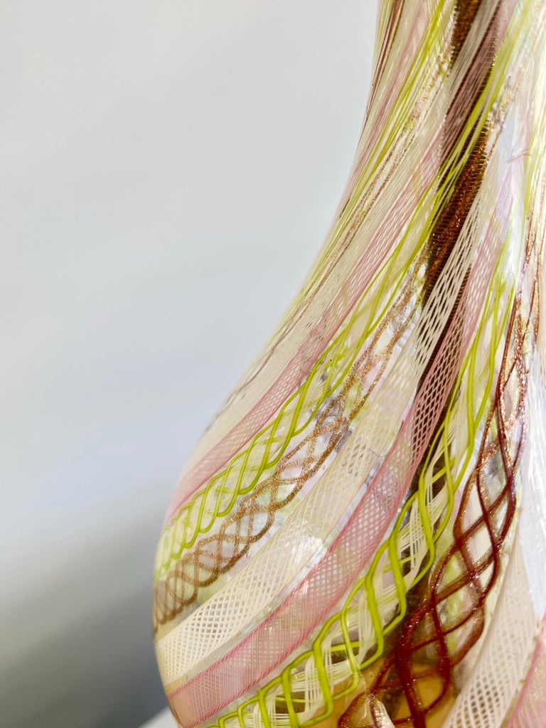 Fine Pair of Hand-blown Retortoli and Reticello Filigrana Murano Lamps ...