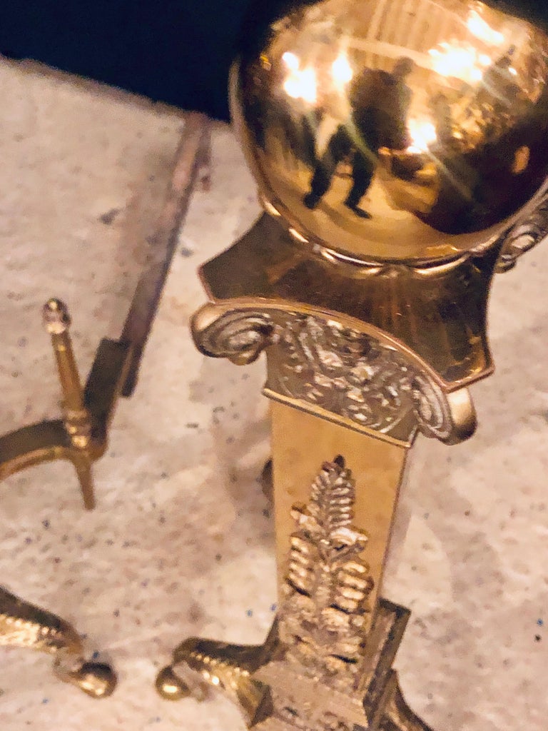Fine Pair of Large and Impressive Louis XVI Style Brass and Irons For ...