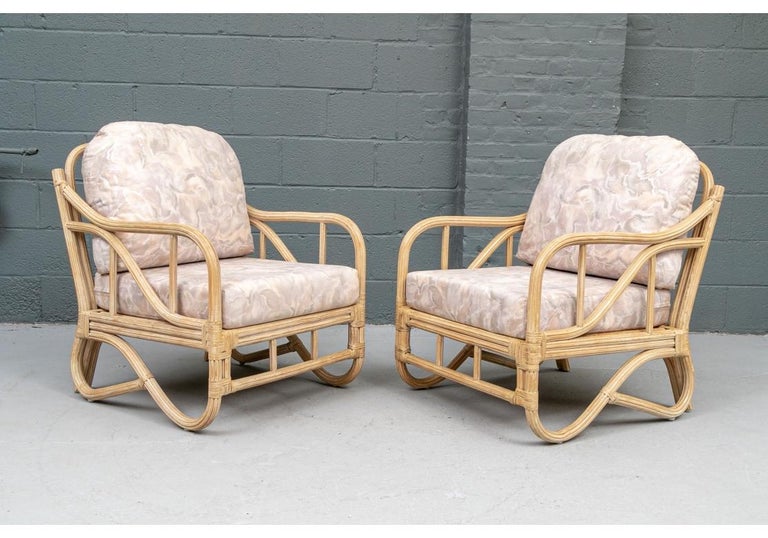 Fine Pair of Rattan Lounge Chairs For Sale at 1stDibs