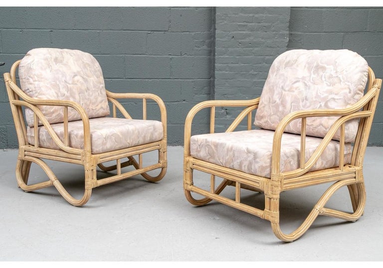 Fine Pair of Rattan Lounge Chairs For Sale at 1stDibs