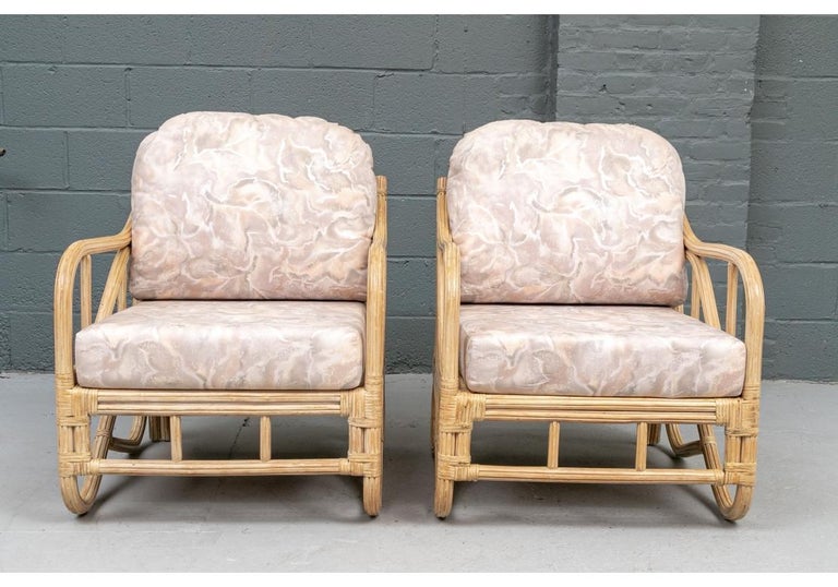Fine Pair of Rattan Lounge Chairs For Sale at 1stDibs