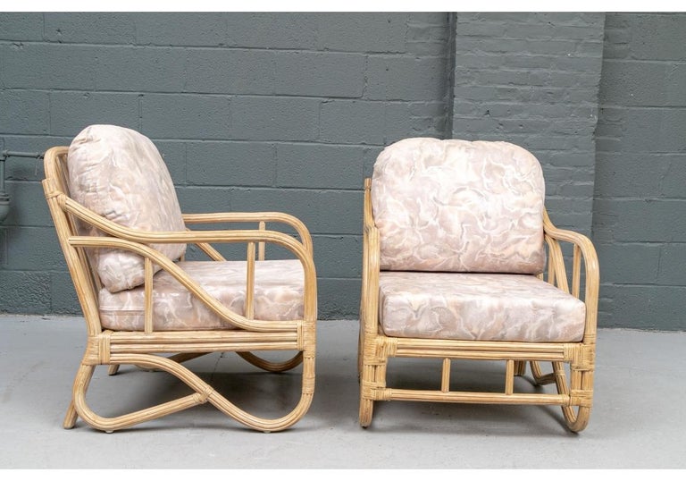 Fine Pair of Rattan Lounge Chairs For Sale at 1stDibs