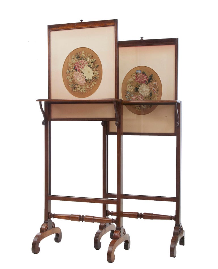 Fine Pair of Regency Palisander Tapestry Fire Screens For Sale at 1stDibs