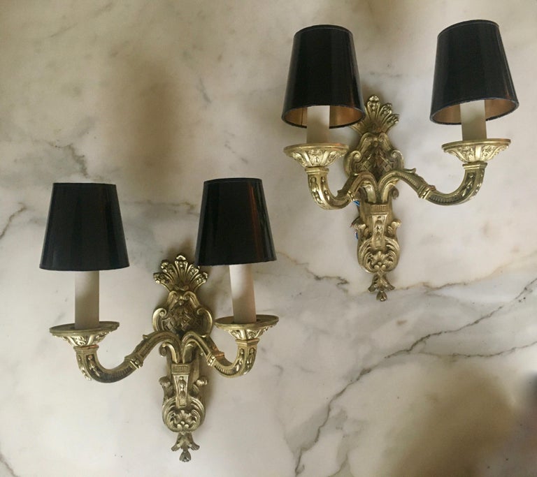 Fine Pair of Ritz Gilt Bronze Louis XIV Sconces by Maison Delisle ...