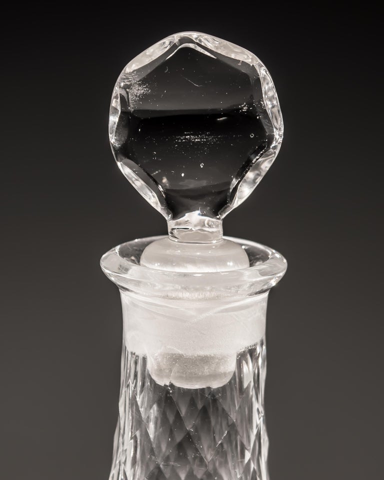 Fine Pair of Scale and Flute Cut Club Shaped Georgian Decanters For ...