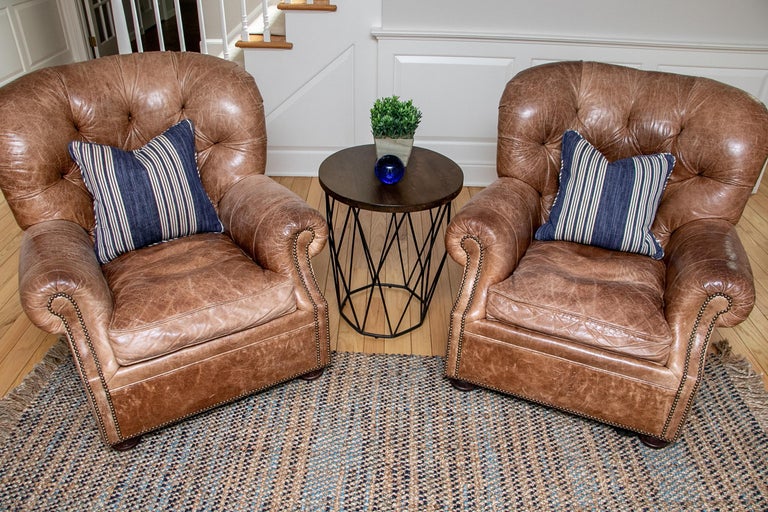 Fine Pair of Tufted Leather Library Club Chairs by Craftwork For Sale ...