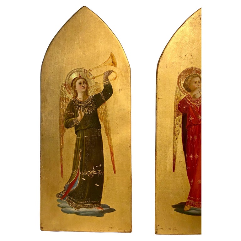 Fine Pair Painted Angel Panels After Fra Angelico, circa 19th Century ...