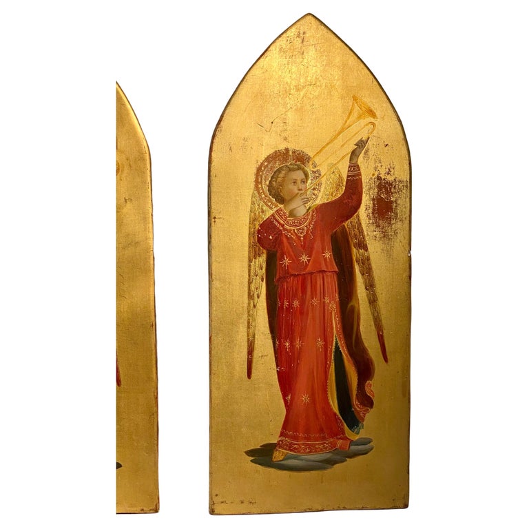 Fine Pair Painted Angel Panels After Fra Angelico, circa 19th Century ...