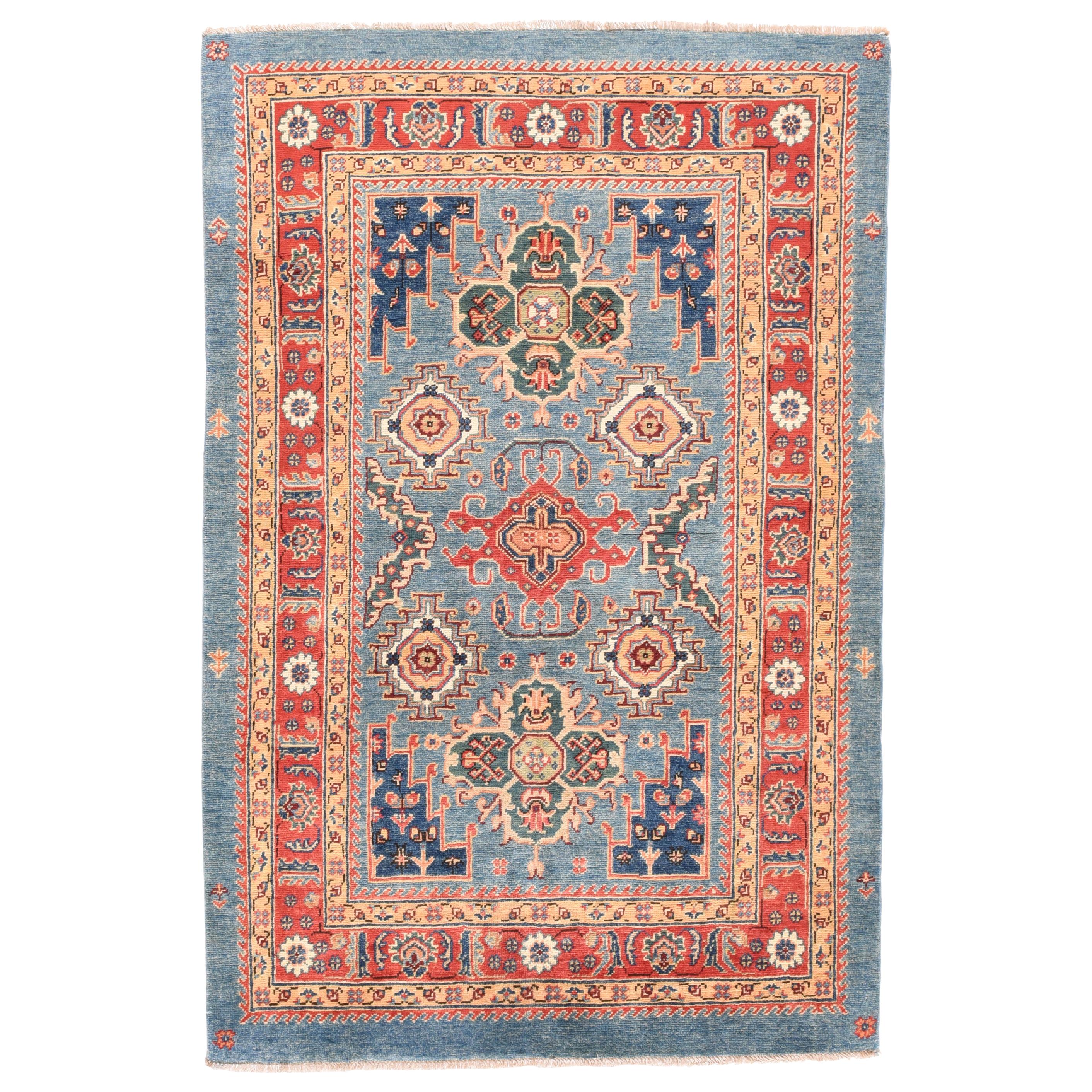 Fine Pak Red Kazak Pakistani Rug, Hand Knotted For Sale at 1stDibs