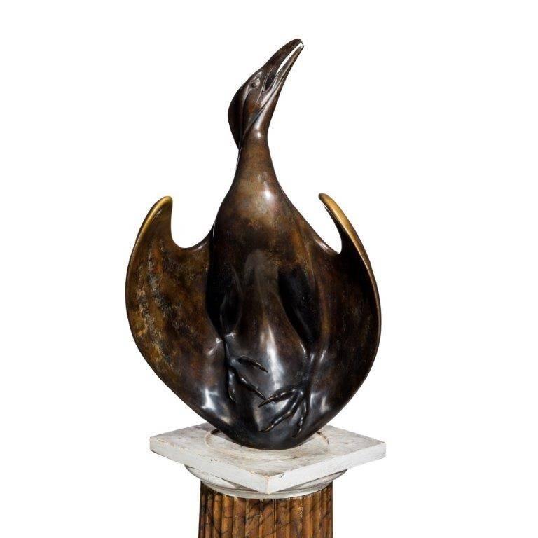 Fine Patinated Bronze Phoenix at 1stDibs