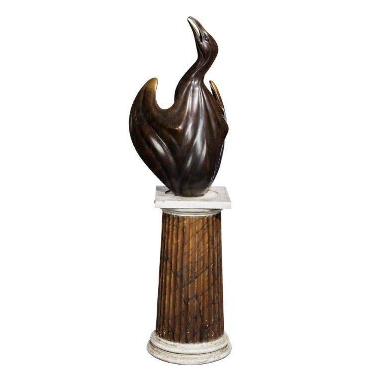 Fine Patinated Bronze Phoenix at 1stDibs