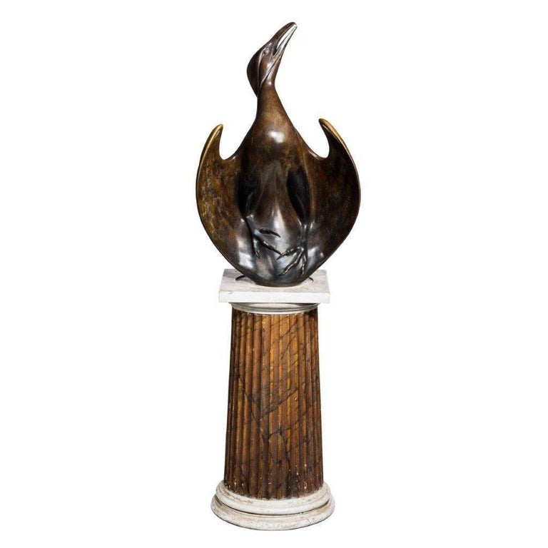 Fine Patinated Bronze Phoenix at 1stDibs