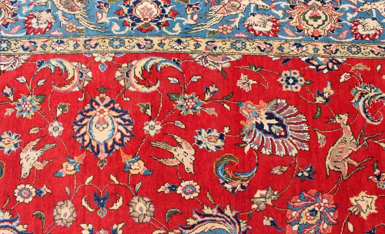 Fine Persian Isfahan Rug with All-Over Floral Design in Red Background ...