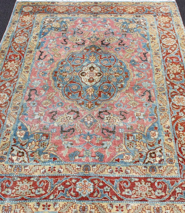 Fine Persian Tabriz Rug with Layered Medallion For Sale at 1stDibs
