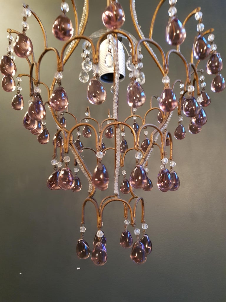 Fine Purple Beaded Murano Crystal Chandelier Antique Ceiling Lamp ...