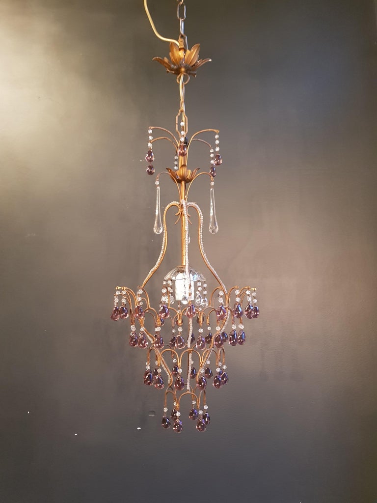 Fine Purple Beaded Murano Crystal Chandelier Antique Ceiling Lamp ...