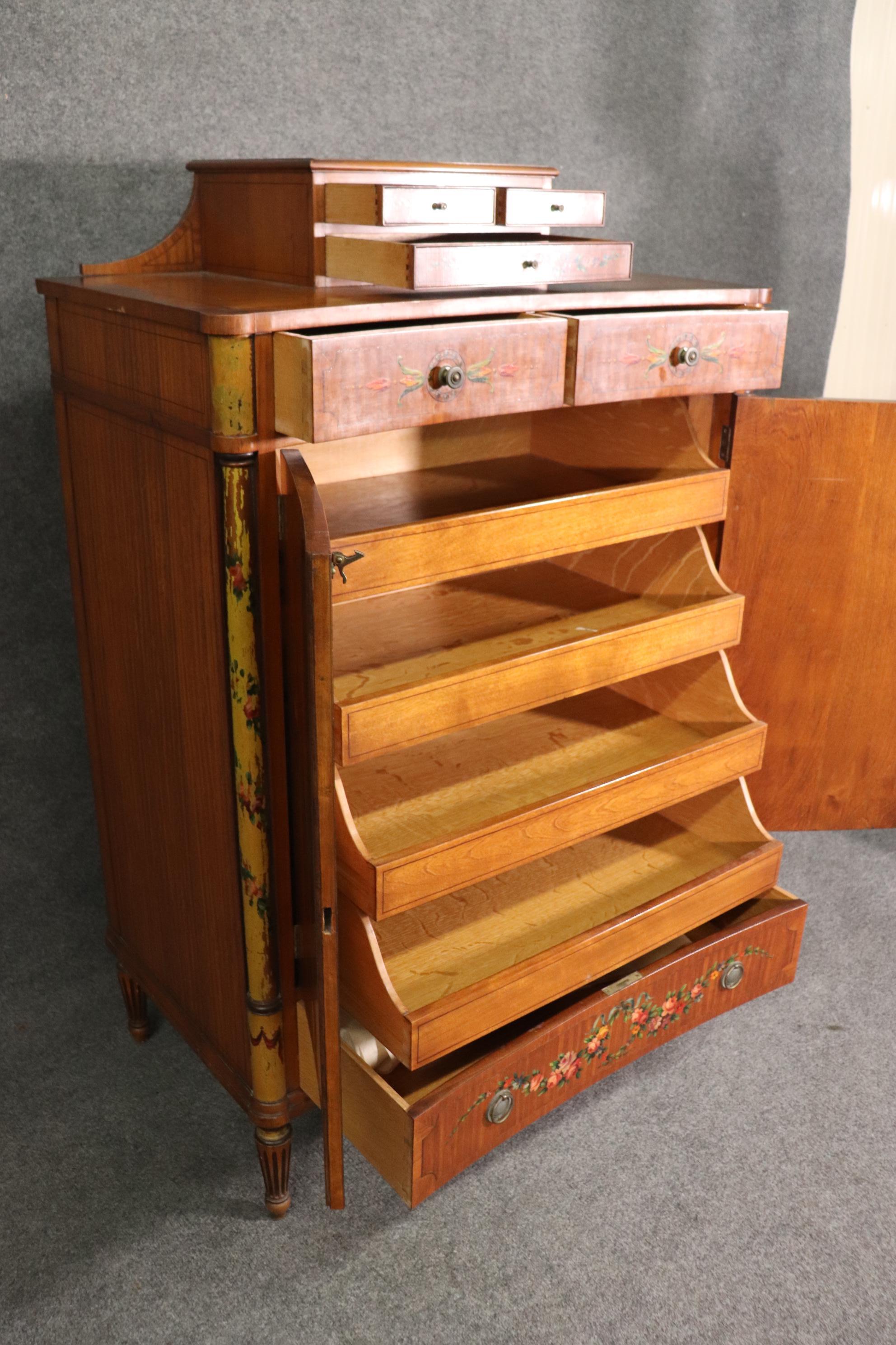 Fine Quality Adams Paint Decorated Satinwood Gentlemen's Dresser ...
