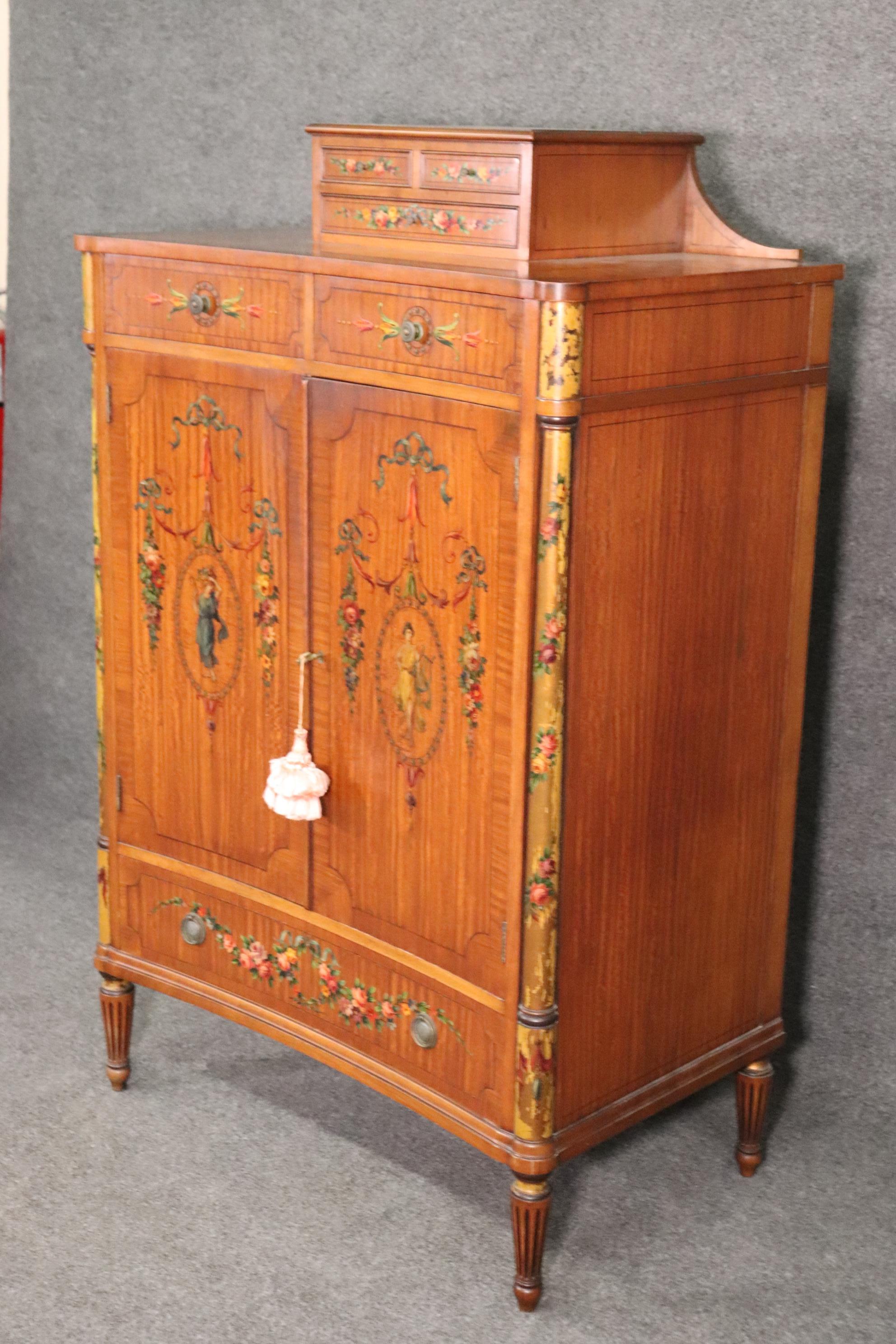 Fine Quality Adams Paint Decorated Satinwood Gentlemen's Dresser ...