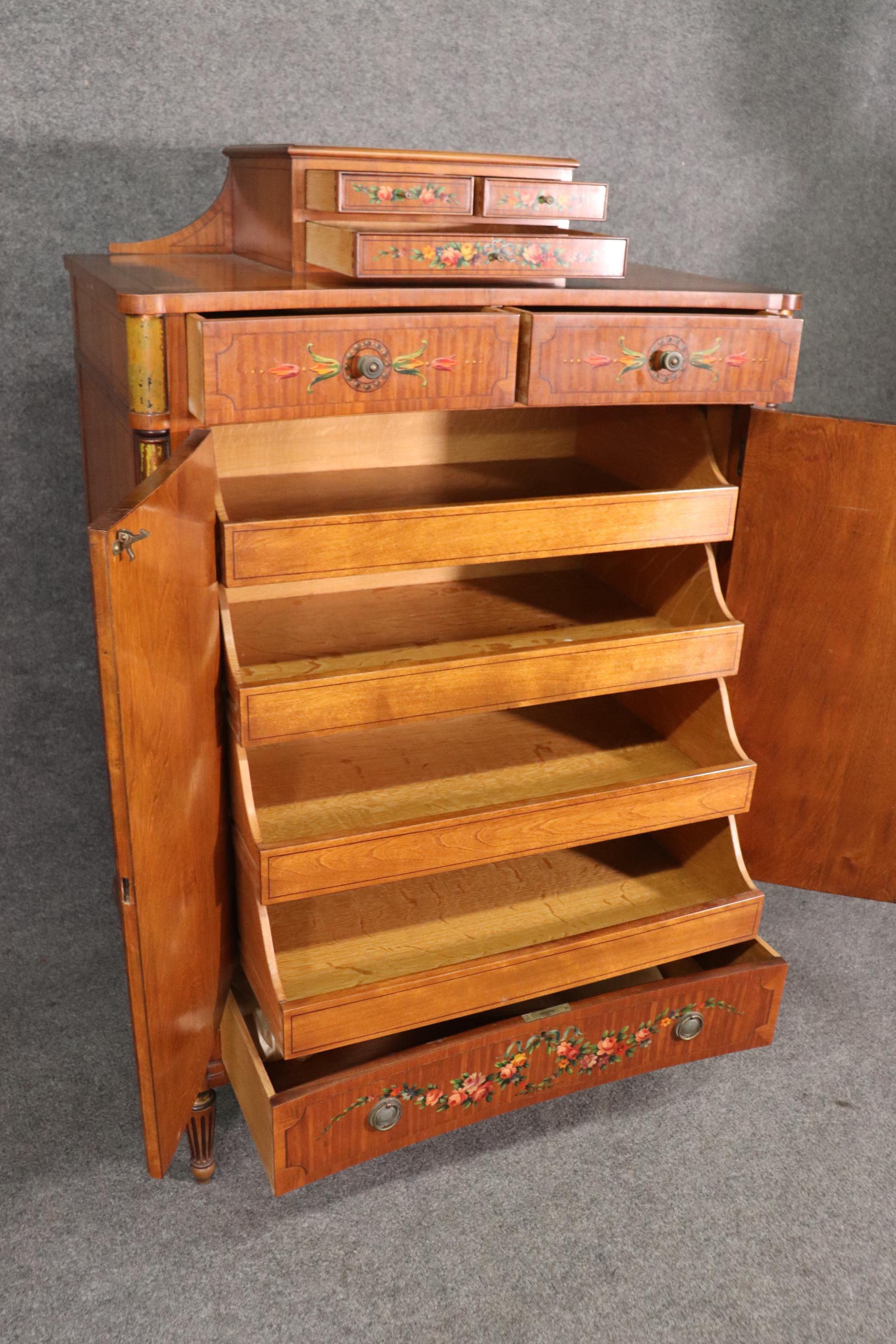 Fine Quality Adams Paint Decorated Satinwood Gentlemen's Dresser ...