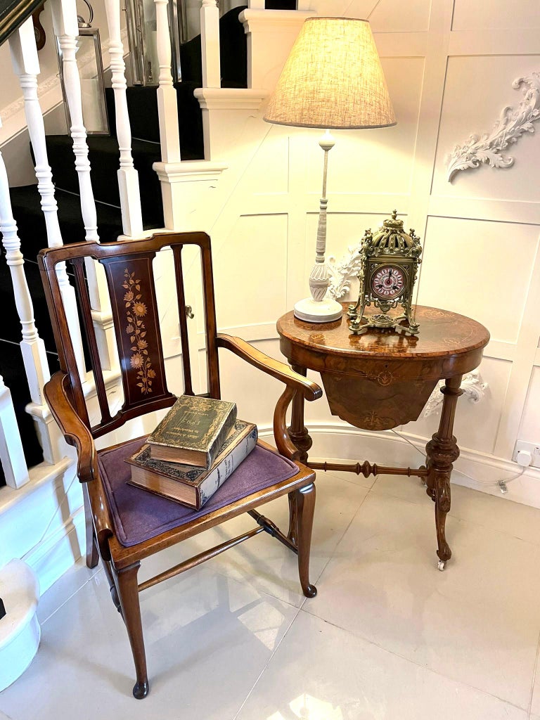 Fine Quality Antique Victorian Inlaid Burr Walnut Oval Work Table For ...