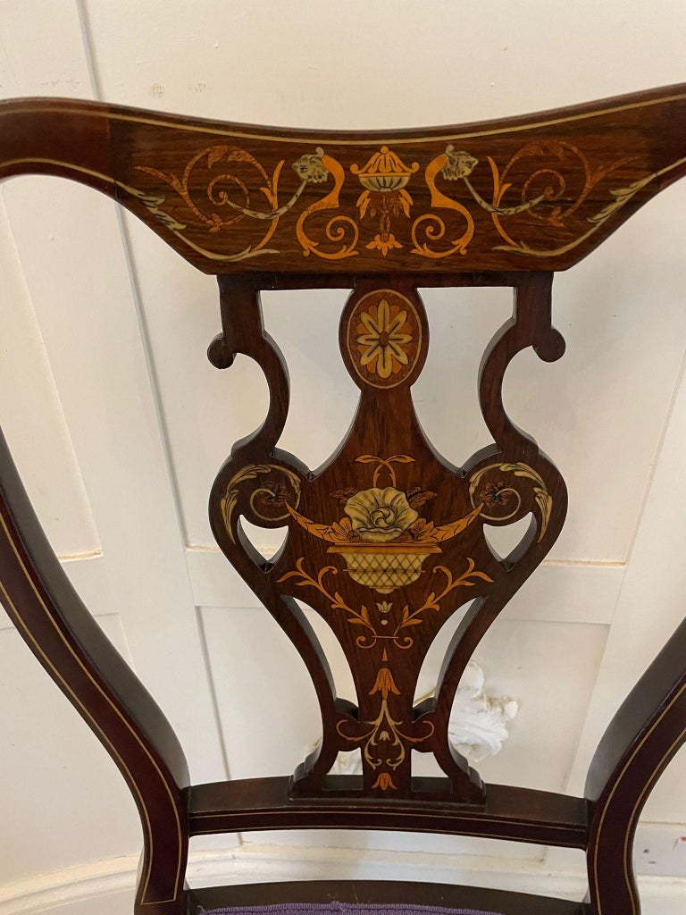 Fine Quality Antique Victorian Set of Four Marquetry Inlaid Chairs For ...