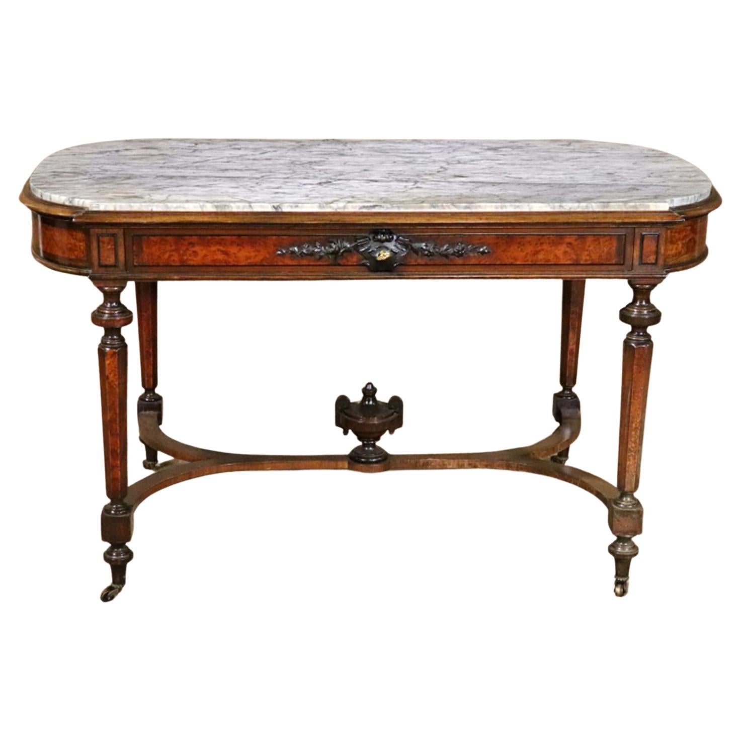 Fine Quality Marble Top American Victorian Library Writing Table Desk ...