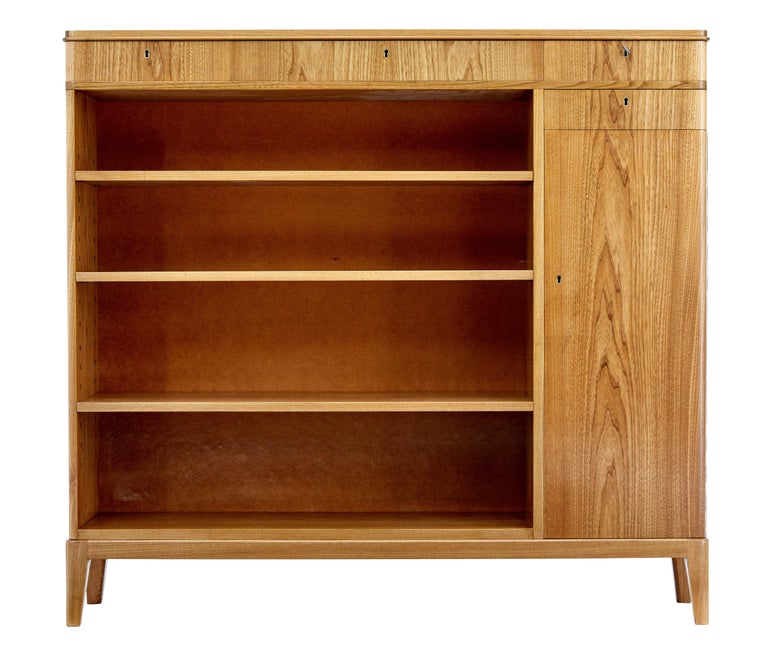 Fine Quality Mid-20th Century Scandinavian Modern Elm Bookcase Cabinet ...