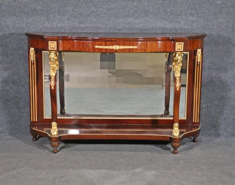 Fine Quality Mirrored Bronze Lion Ormolu Russian Style Console Table ...