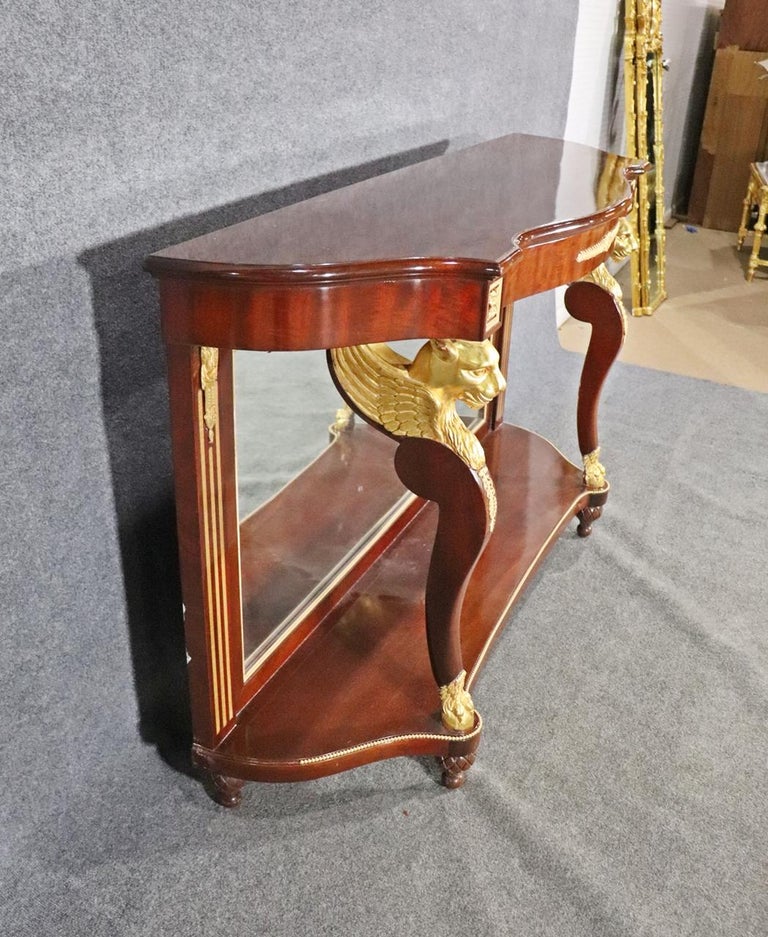Fine Quality Mirrored Bronze Lion Ormolu Russian Style Console Table ...
