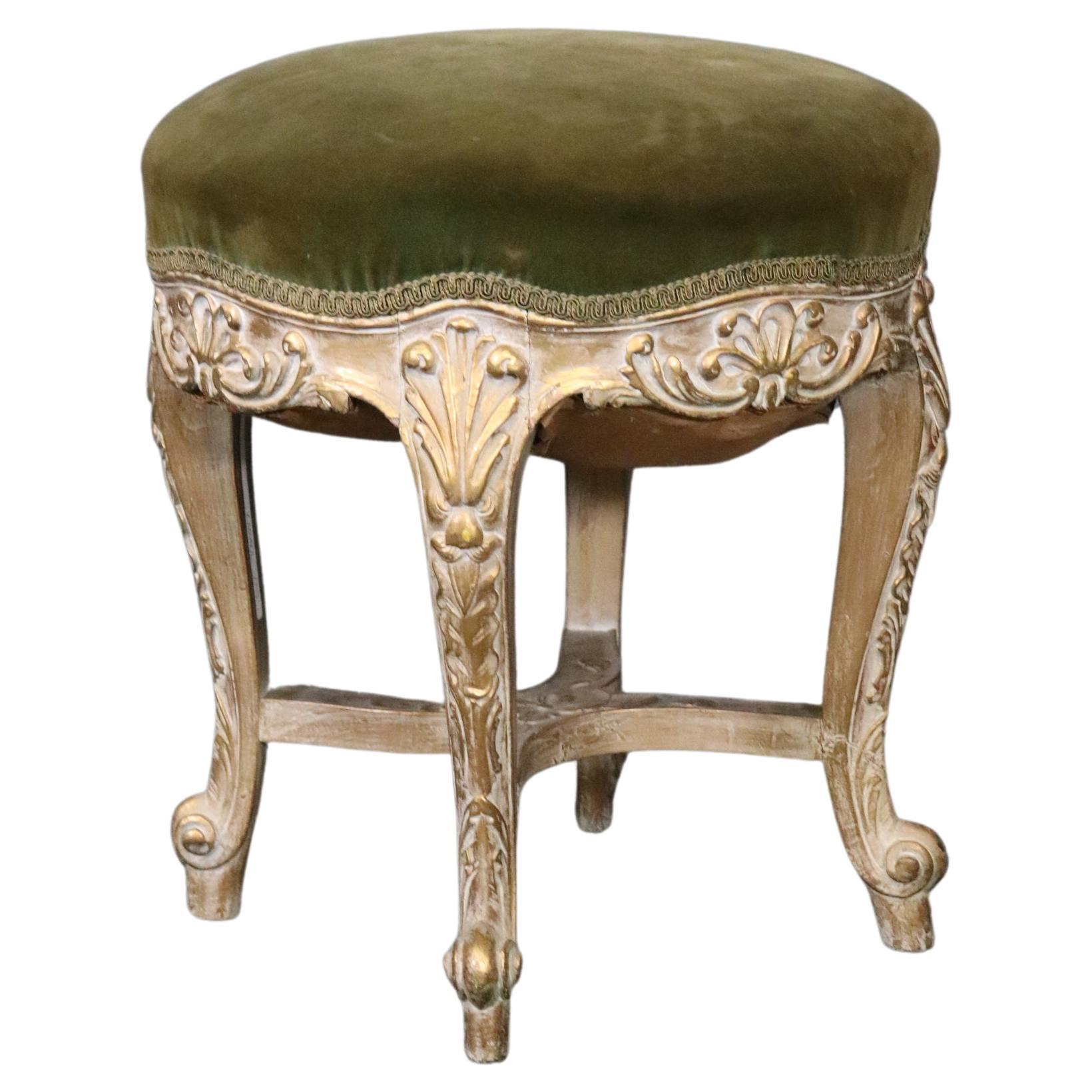 1910 French Carved Wood Painted Footstool at 1stDibs