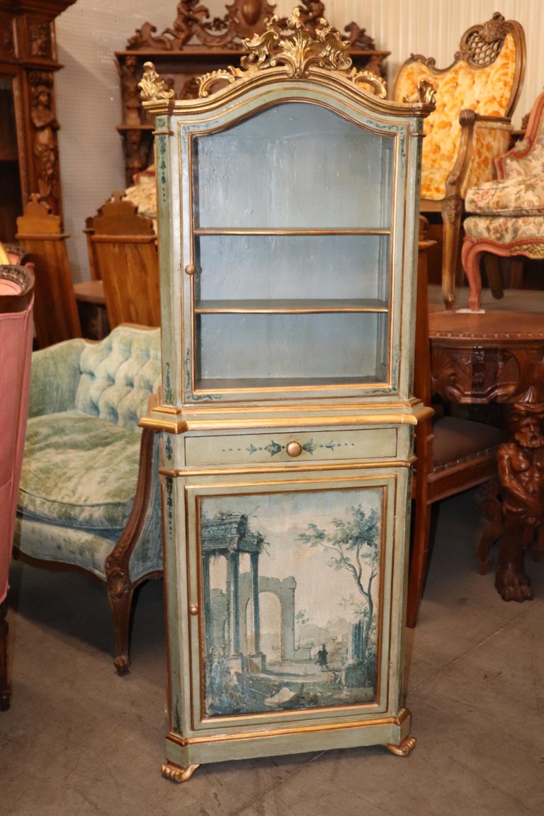 Fine Quality Ruins of Rome Painted Gilded Narrow Vitrine Display ...