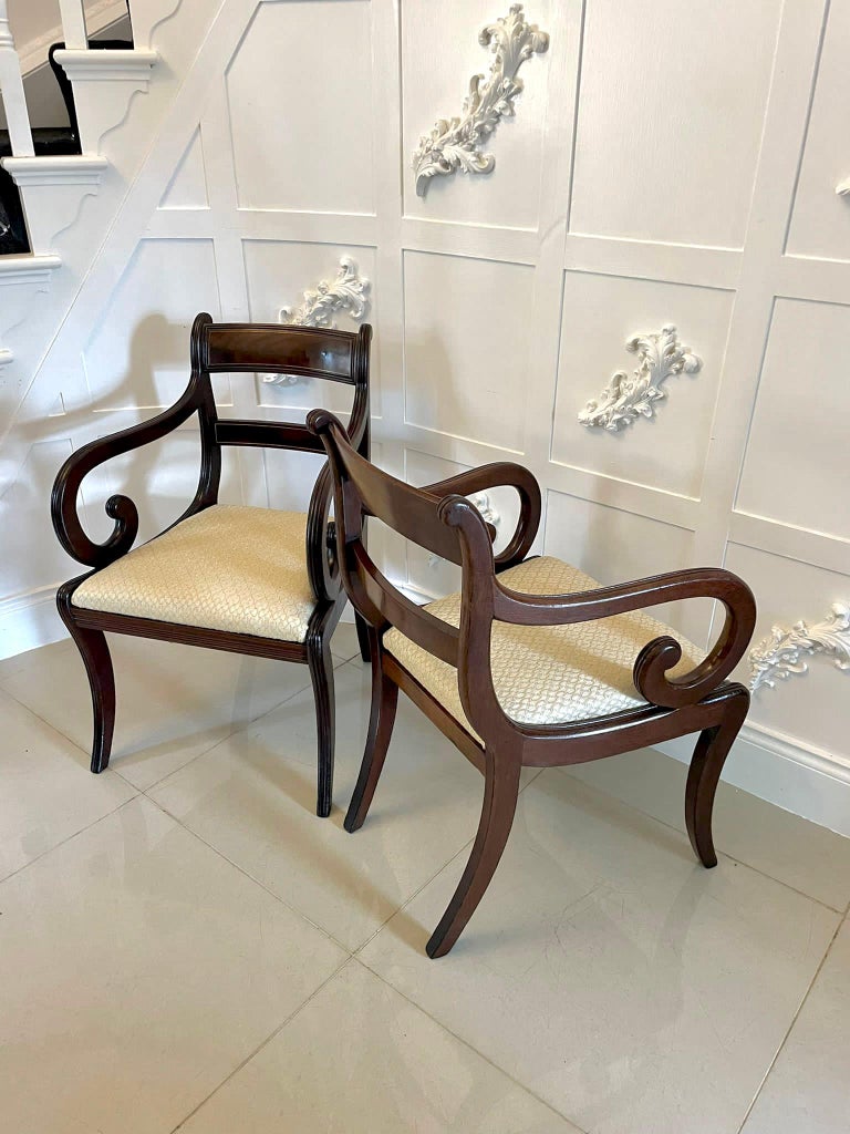 Fine Quality Set of 8 Regency Mahogany Brass Inlaid Dining Chairs For ...