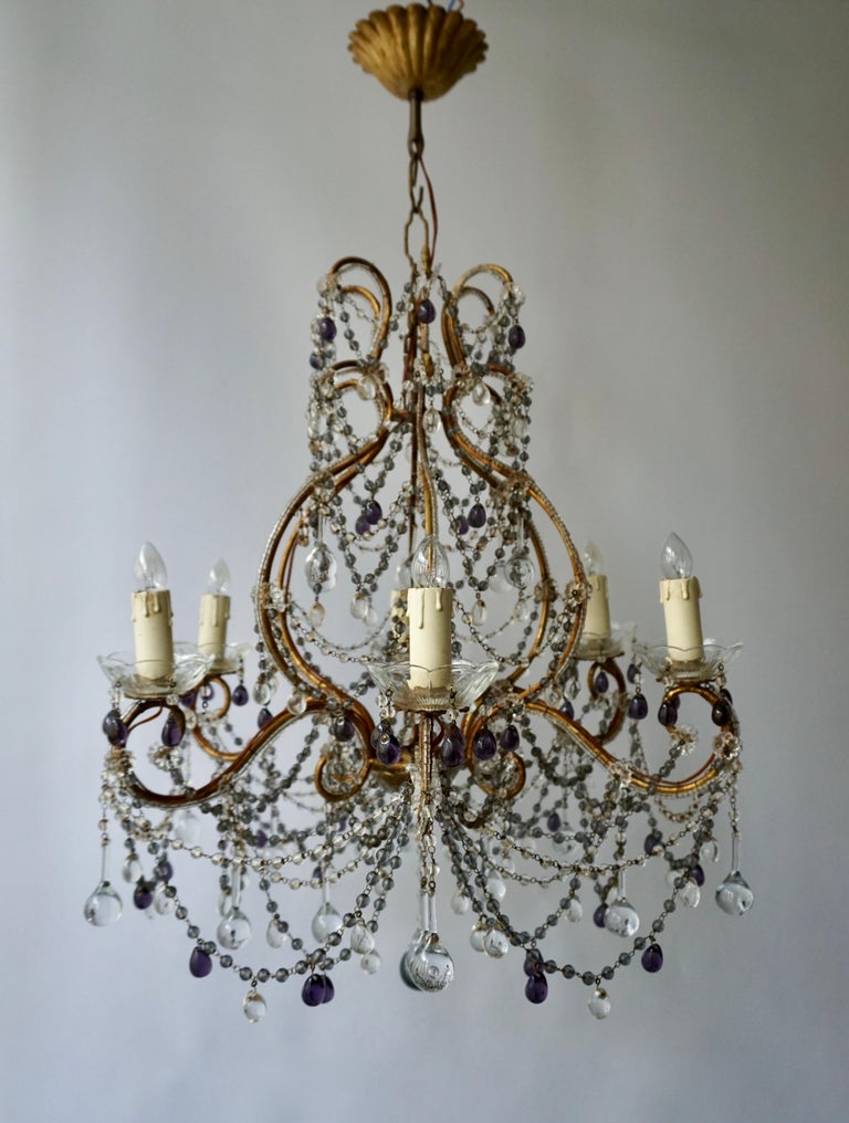 Fine Quality Victorian Chandelier with Purple Glass For Sale at 1stDibs