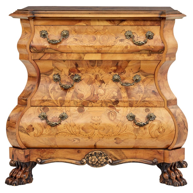 Fine Quality Walnut Inlaid Bombe Commode of Small Proportions For Sale ...