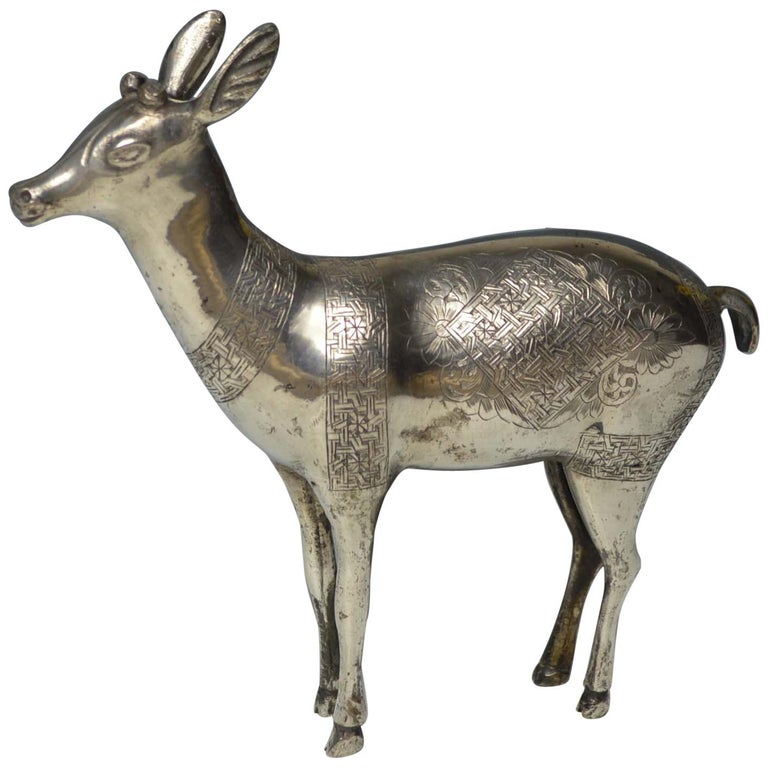 Rare Antique Persian Qajar Silver Deer Figure Islamic Art التحف الفنية ...