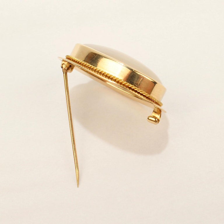 Fine Retro 10 Karat Gold and Moonstone Cabochon Brooch or Pin For Sale ...