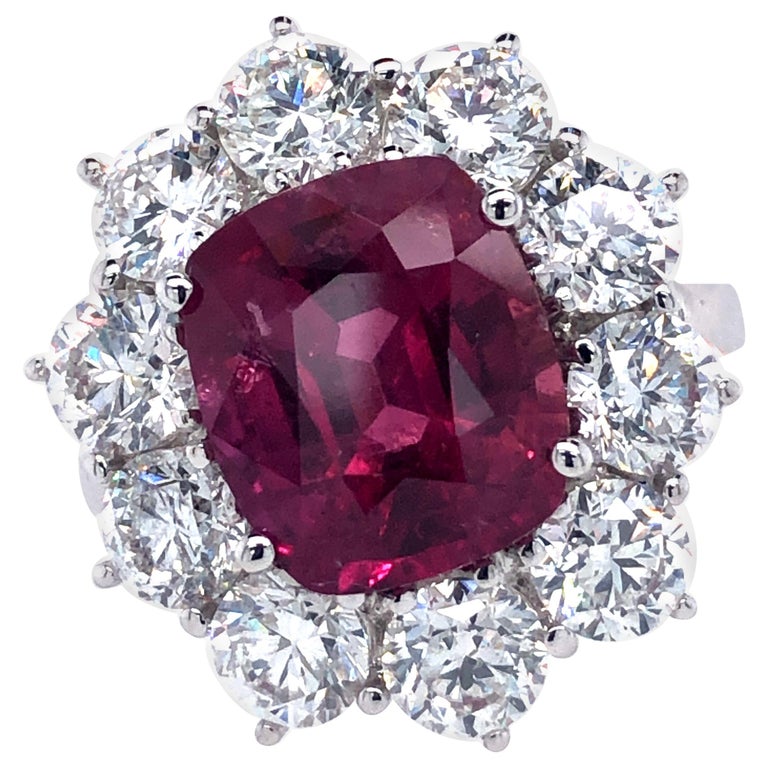 Fine Ruby and Diamond Ring 7.56 Carat in 18 Karat White Gold at 1stDibs