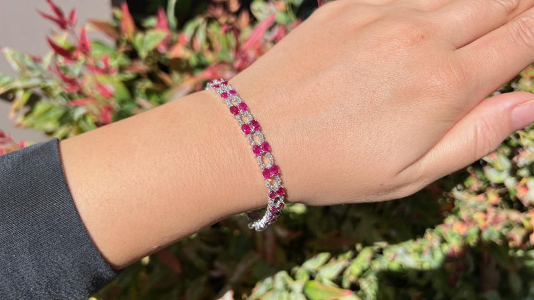 Fine Ruby Bracelet with Canary and White Diamonds 59 Carats Total 18K ...