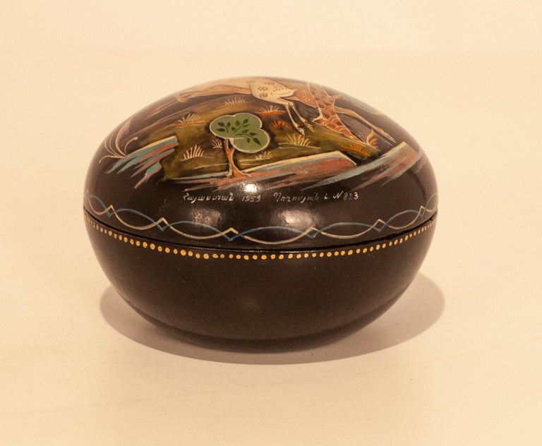 Fine Russian Palekh Lacquered Lidded Box Hand Painted Signed and Dated ...