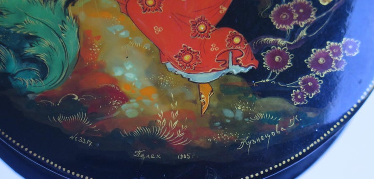 Fine Russian Palekh Lacquered Lidded Box Hand Painted Signed and Dated ...