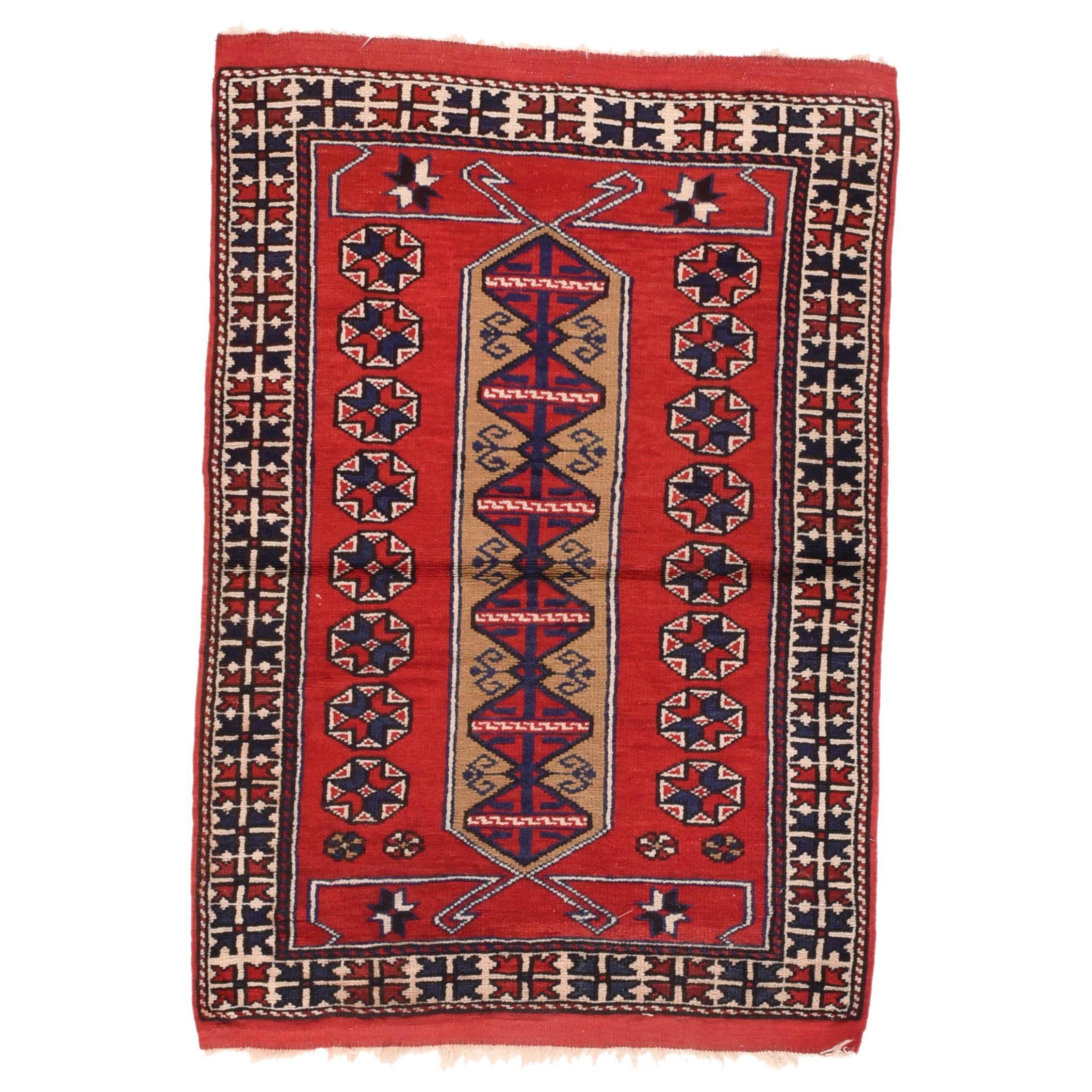 Hand-Knotted Turkish Bakhtiari Area Rug For Sale at 1stDibs