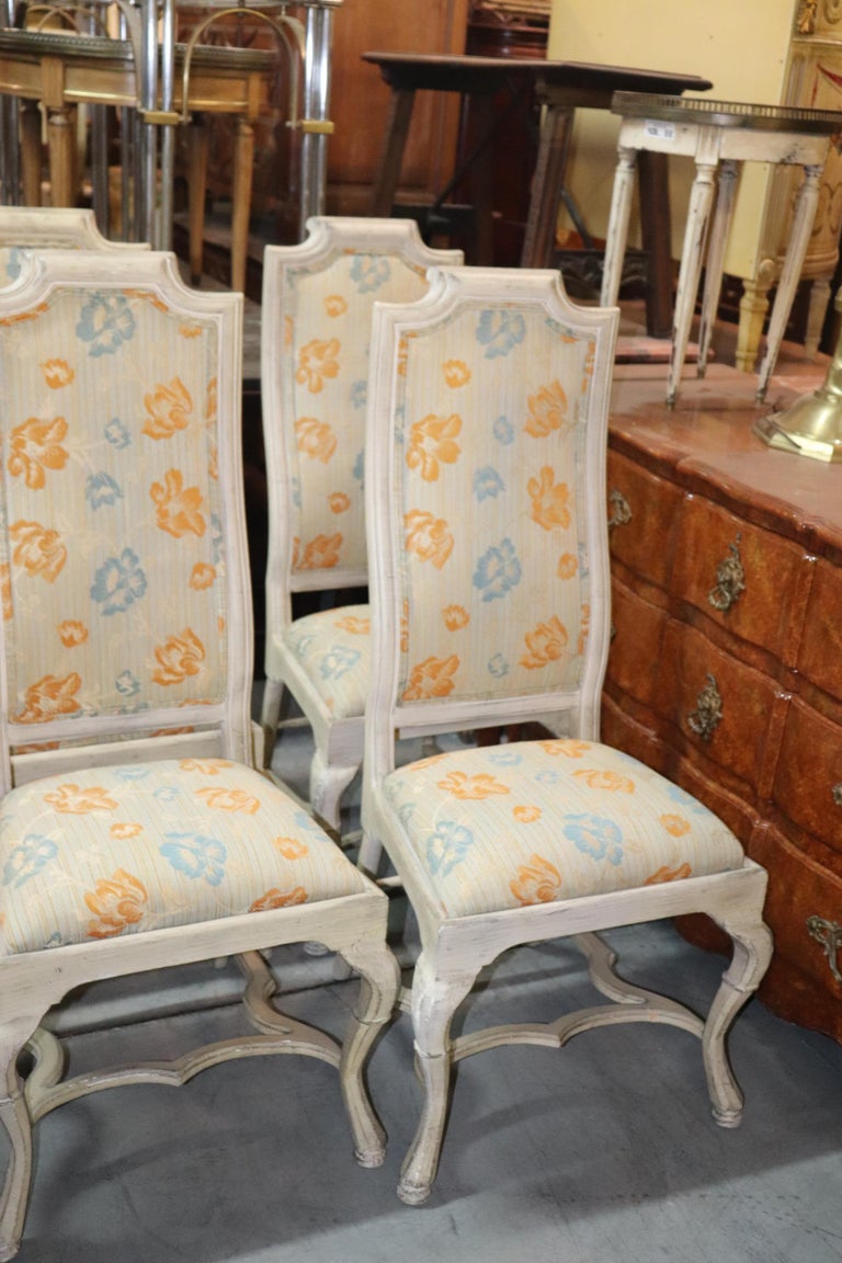 Fine Set of 6 Gustavian Paint Decorated Tall Back Dining Chairs, circa ...