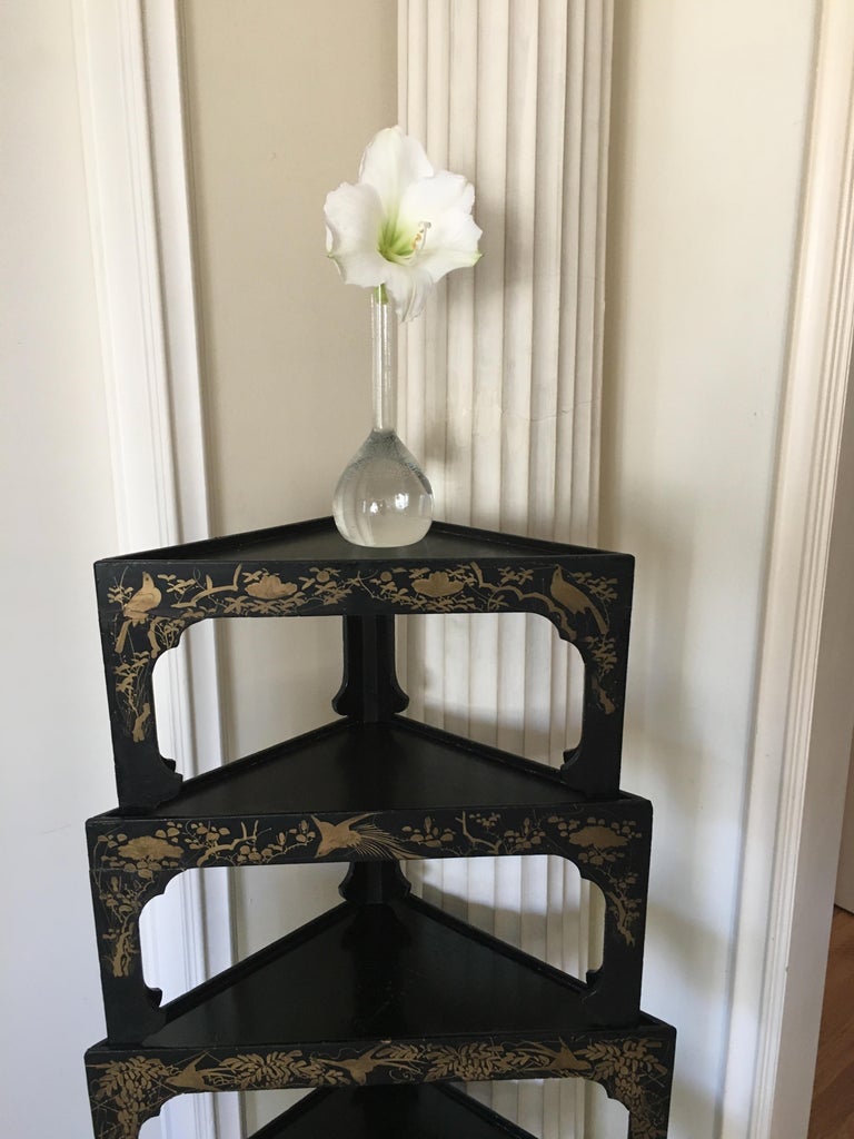 Fine Set of Five Lacquered and Hand Painted Nesting Tables, Japan, 1920 ...