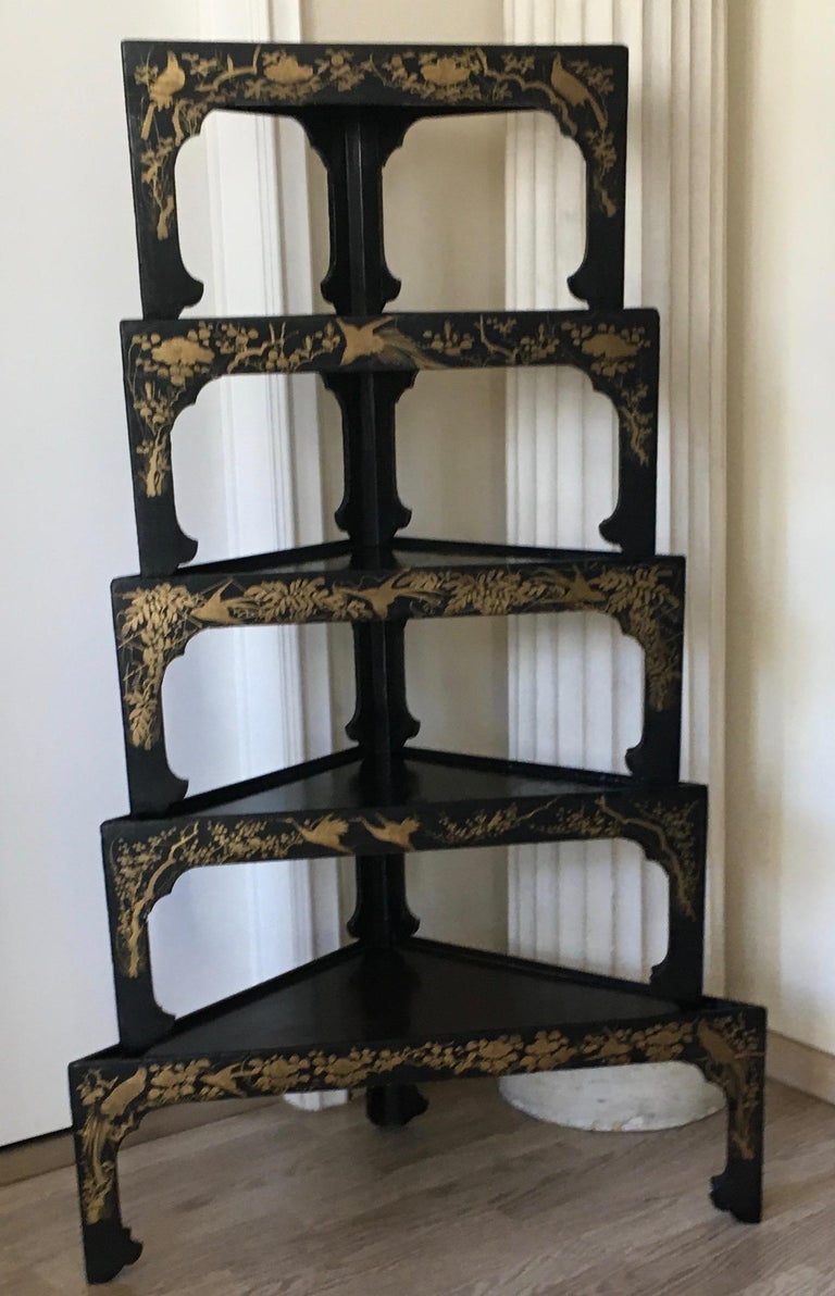 Fine Set of Five Lacquered and Hand Painted Nesting Tables, Japan, 1920 ...