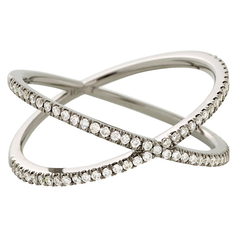 Eva Fehren Fine Shorty in 18 Karat Blackened White Gold with White ...