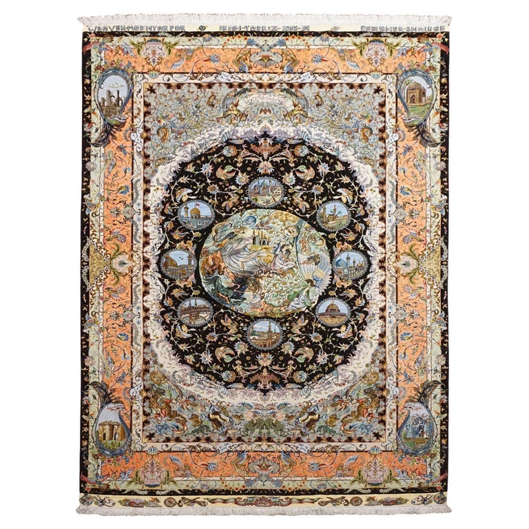 Fine Signed Pictorial Tabriz For Sale at 1stDibs